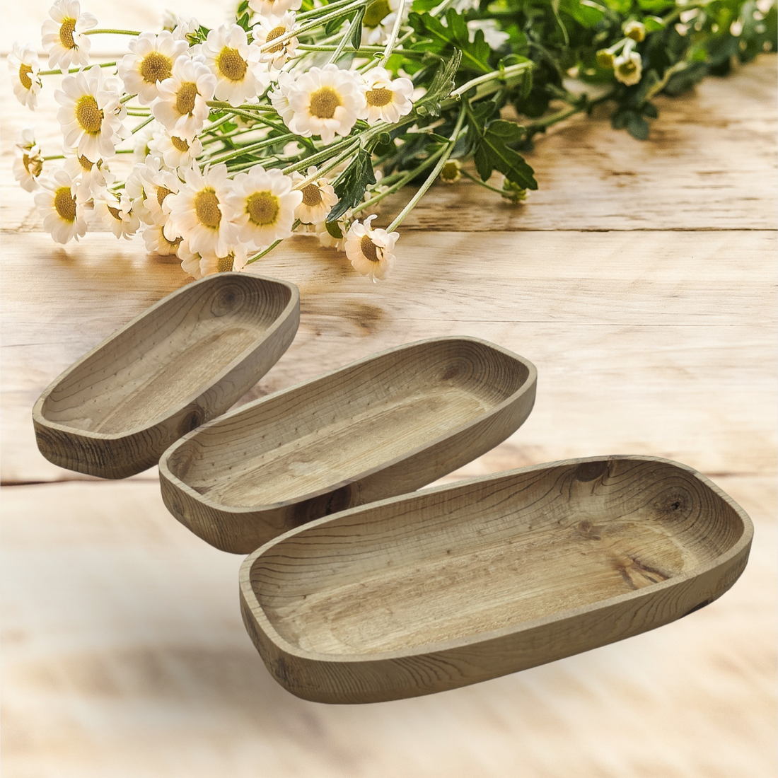 Handcrafted set of 3 Wooden Nested Bowls - Ready to Party and easy to ...
