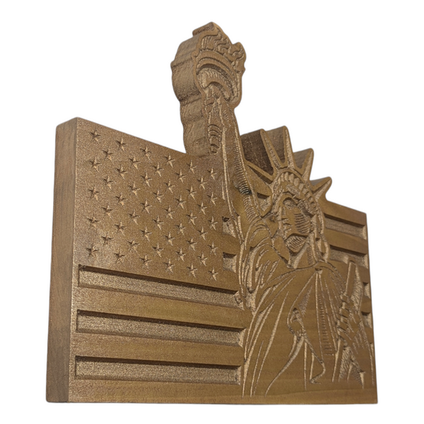 Carved Wood Wall Art Décor "Statue of Liberty Plaque" – Triple N ...